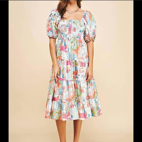 Pinch | Dresses | Pinch Victoria Tiered Midi Dress In Multi | Poshmark